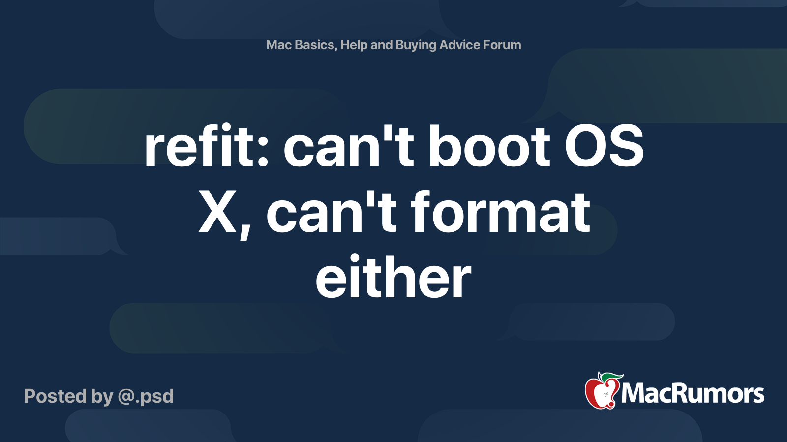 refit: can't boot OS X, can't format either | MacRumors Forums