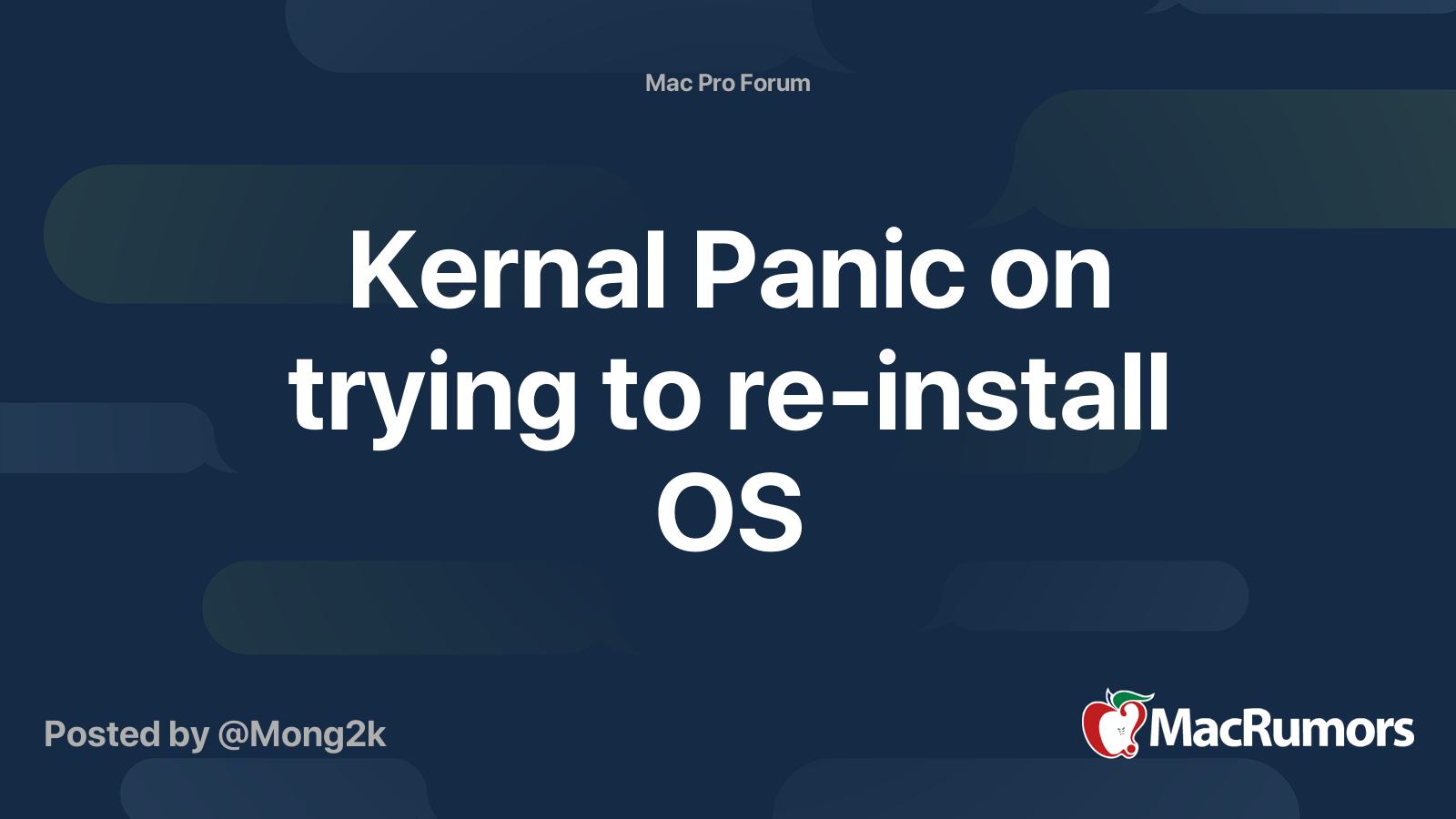 Kernal Panic on trying to re-install OS | MacRumors Forums
