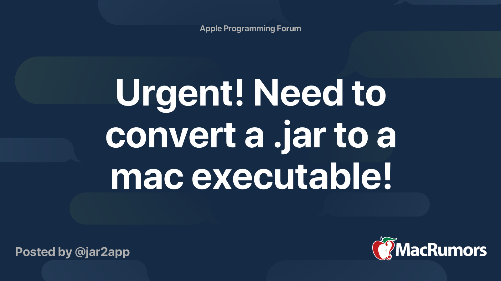 Urgent! Need to convert a .jar to a mac executable! | MacRumors Forums