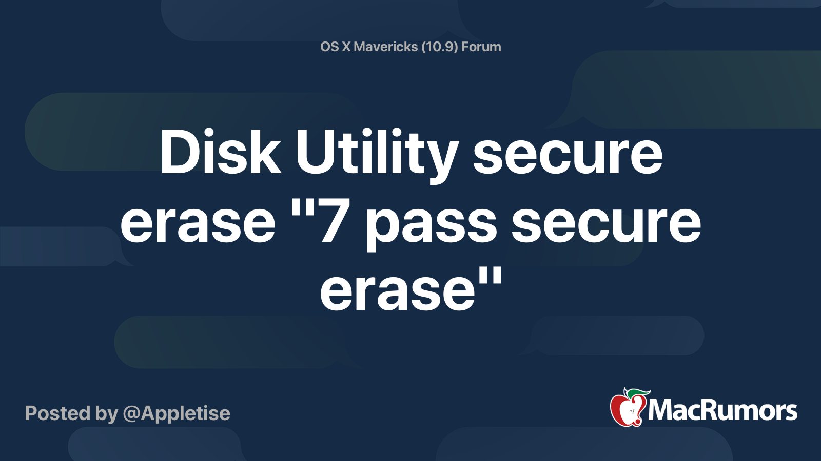 Disk Utility Secure Erase 7 Pass Secure Erase Macrumors Forums 5093