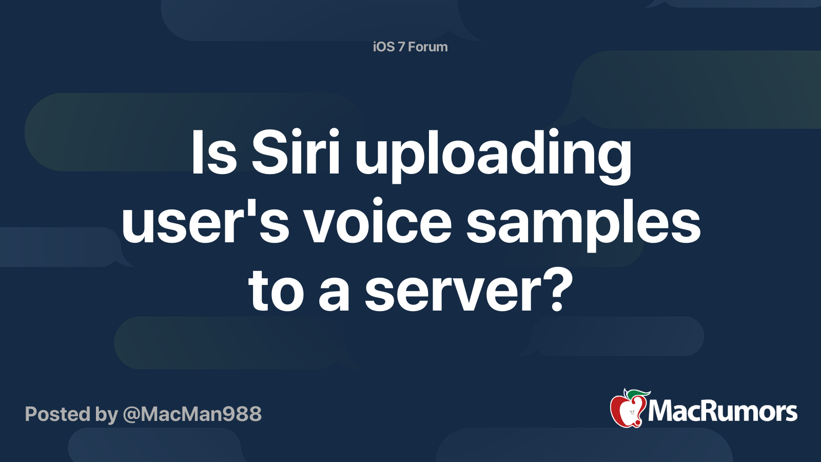 Is Siri uploading user's voice samples to a server? | MacRumors Forums