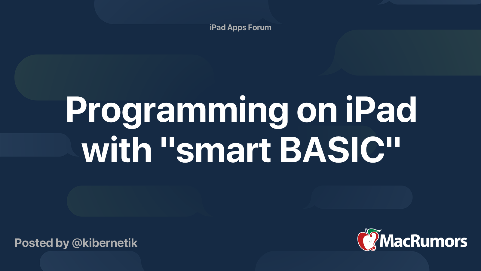 Programming on iPad with "smart BASIC" | MacRumors Forums