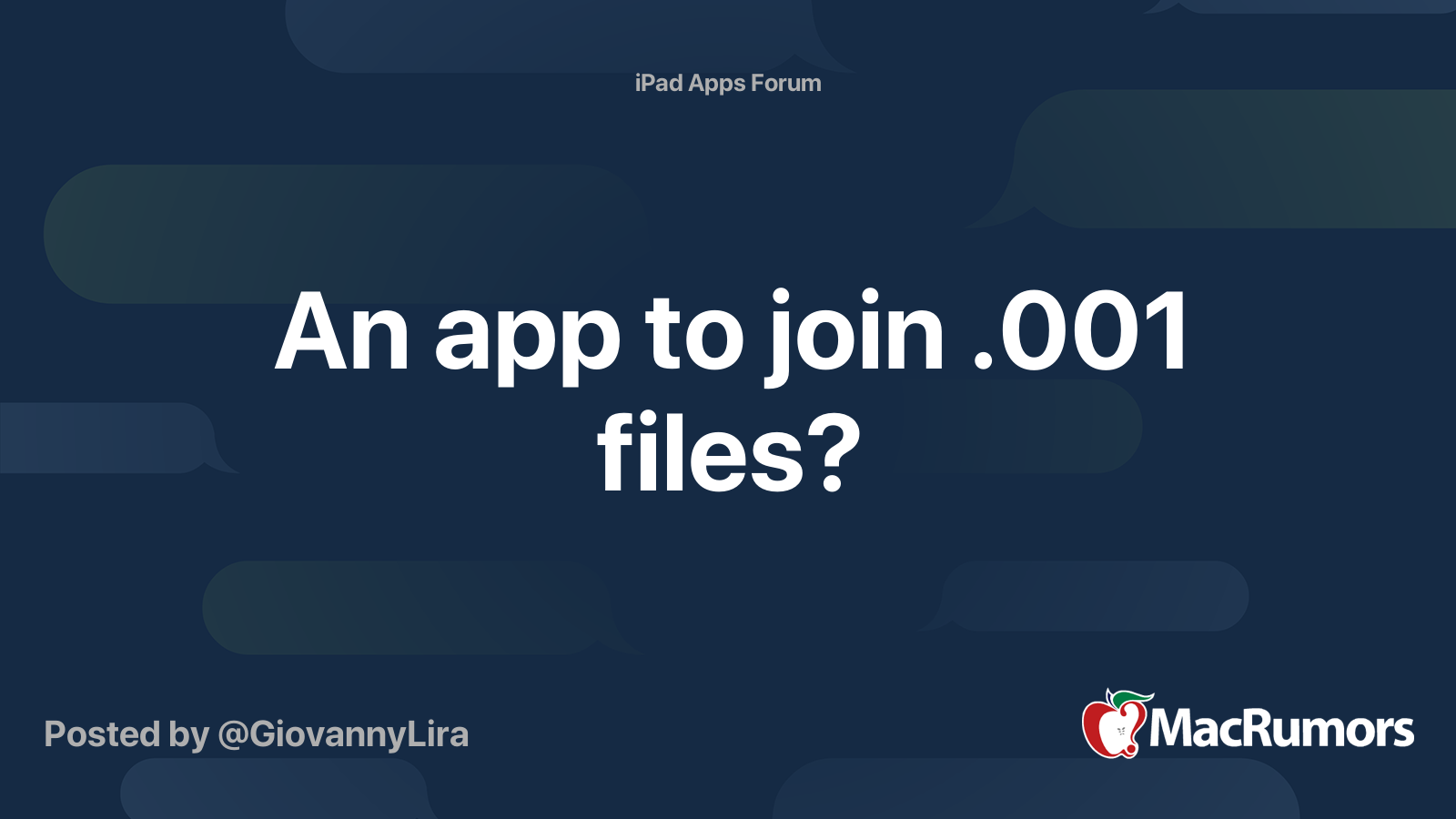 An app to join .001 files? | MacRumors Forums