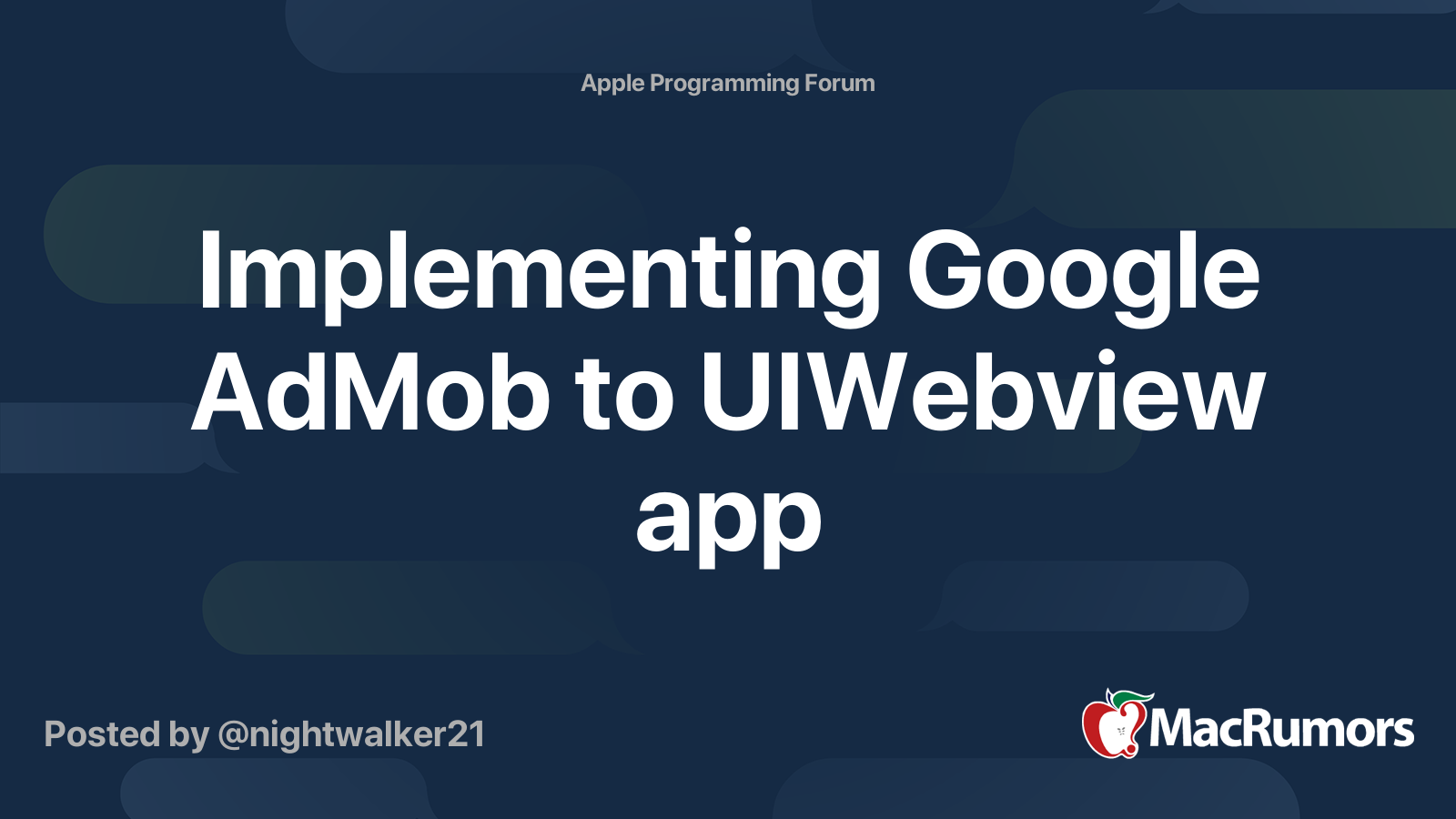 Implementing Google AdMob to UIWebview app | MacRumors Forums