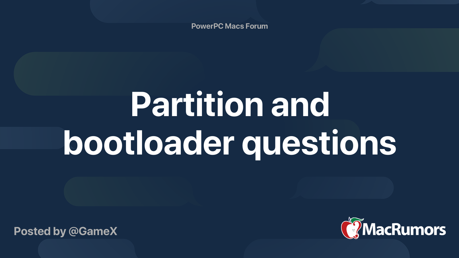 Partition and bootloader questions | MacRumors Forums