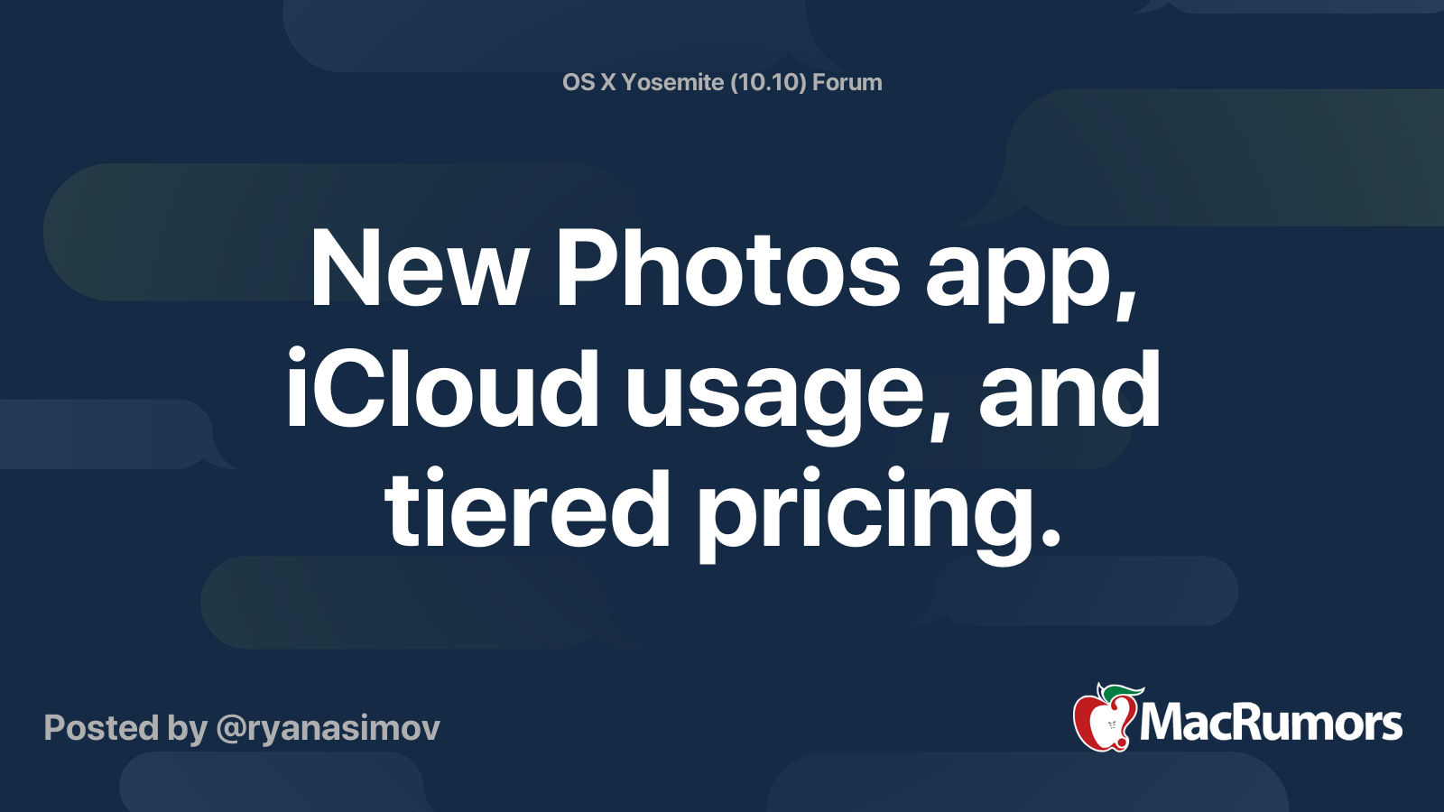 New Photos app, iCloud usage, and tiered pricing. | MacRumors Forums
