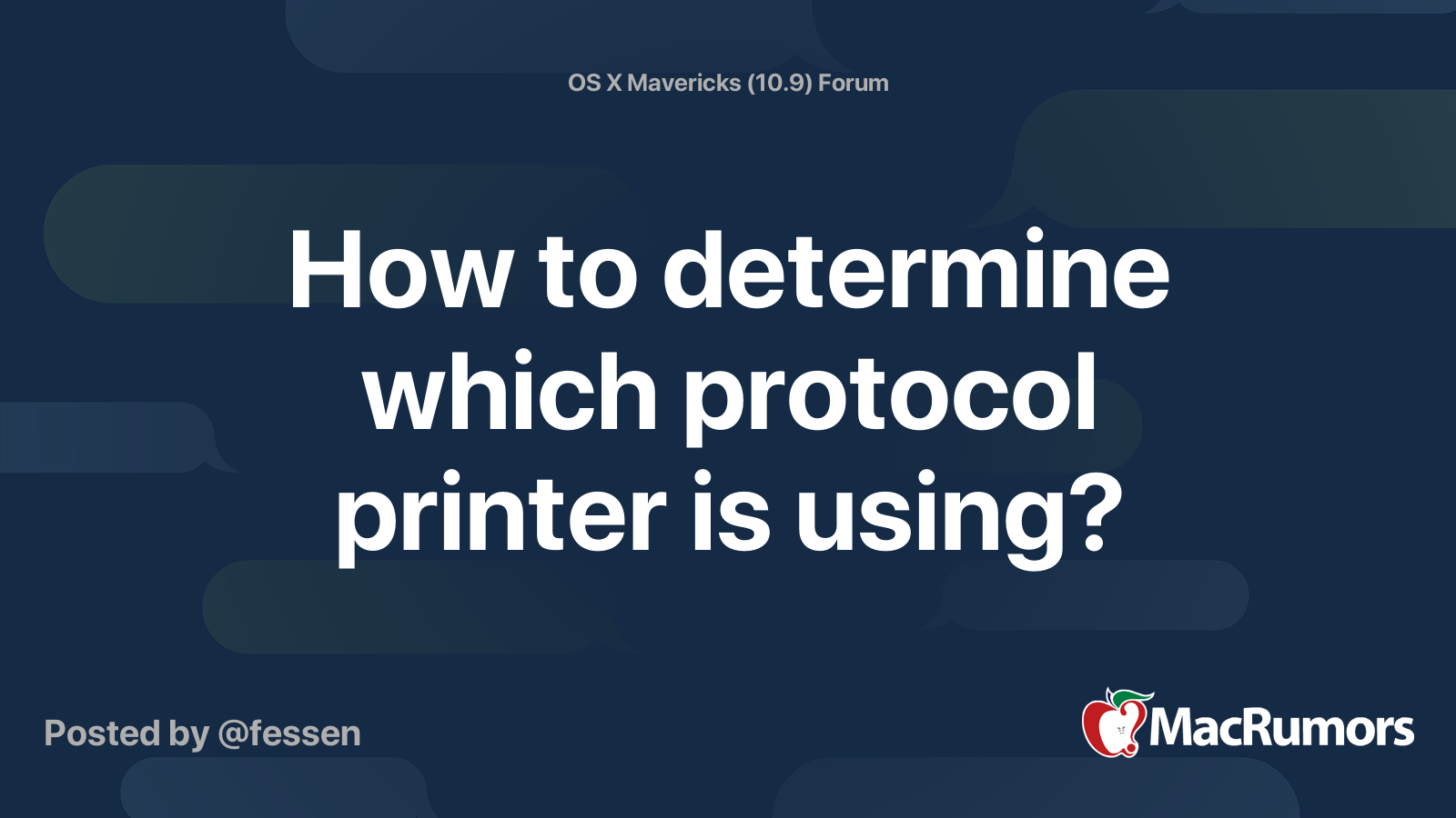 How to determine which protocol printer is using? | MacRumors Forums