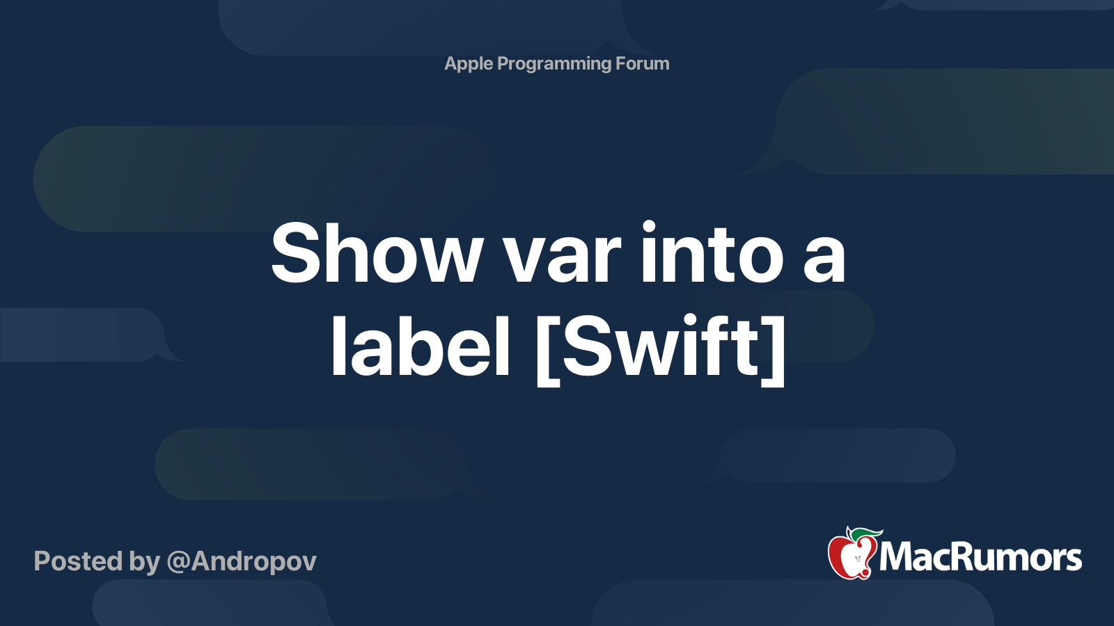 Show var into a label [Swift] | MacRumors Forums