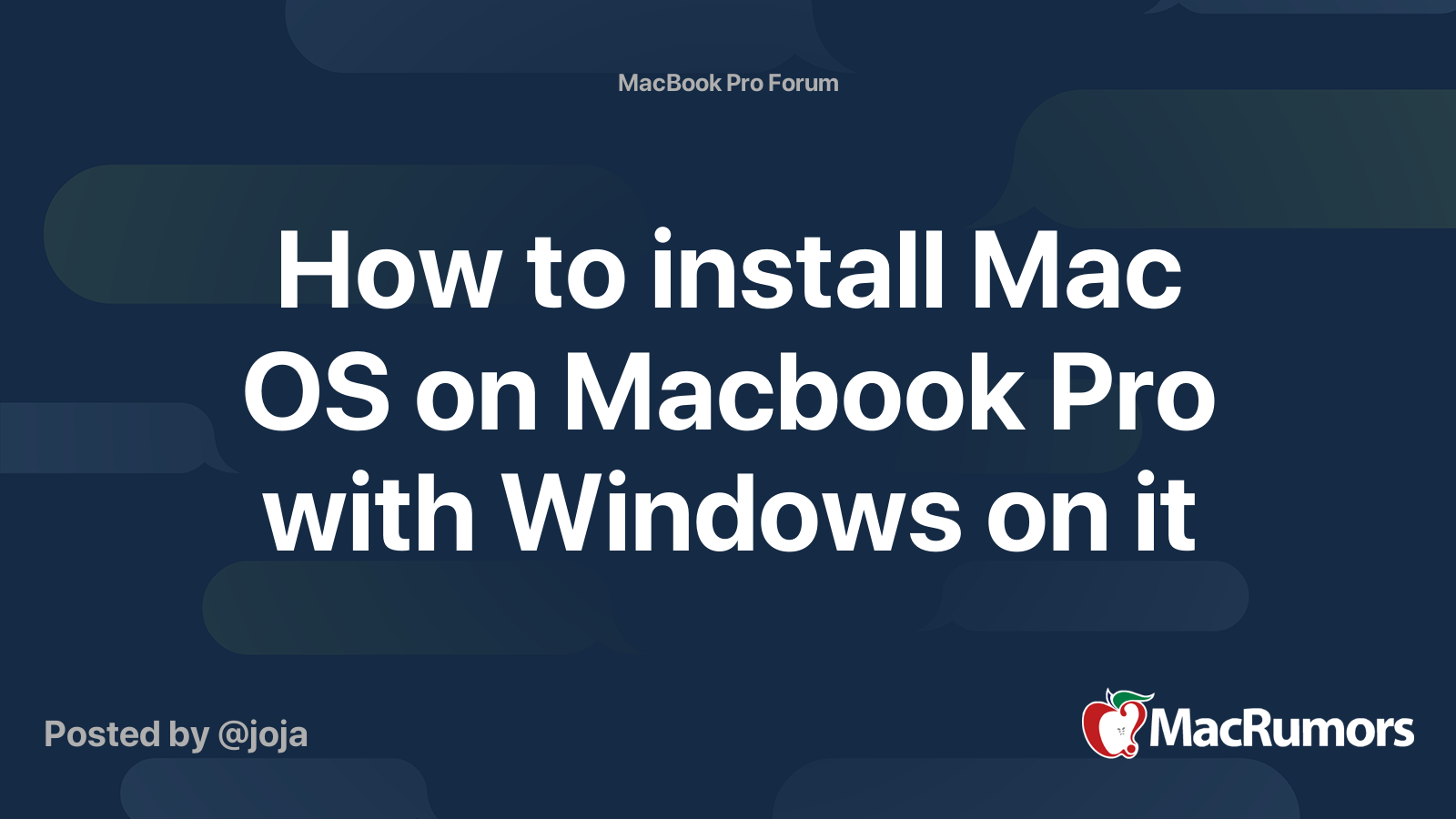 How to install Mac OS on Macbook Pro with Windows on it | MacRumors Forums