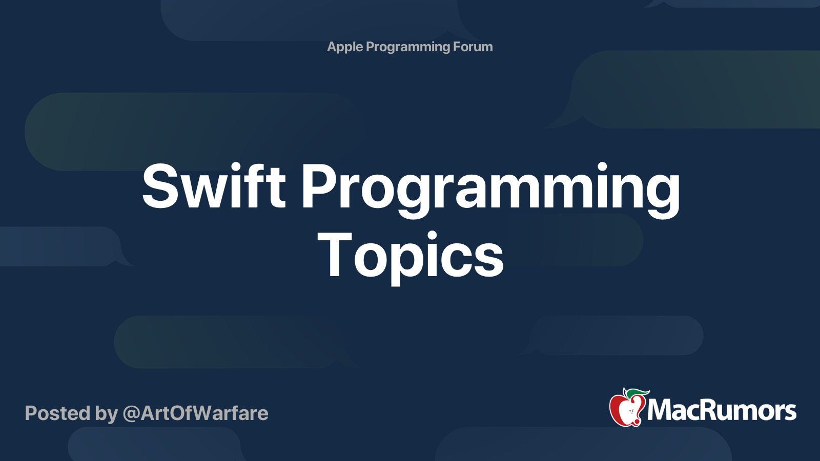 Swift Programming Topics | MacRumors Forums