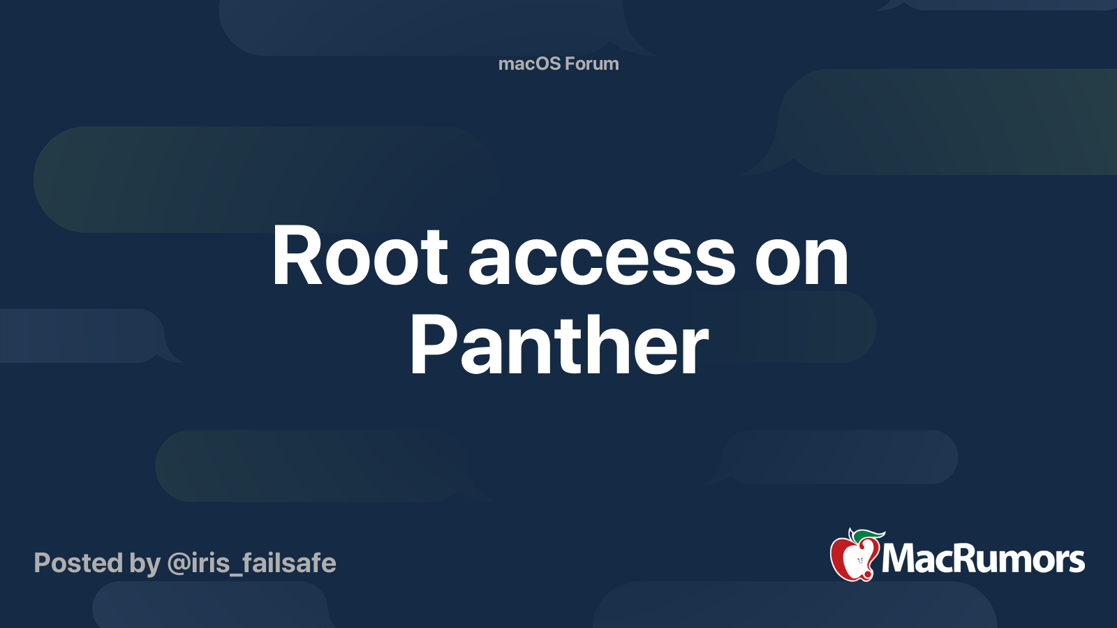 Root access on Panther | MacRumors Forums