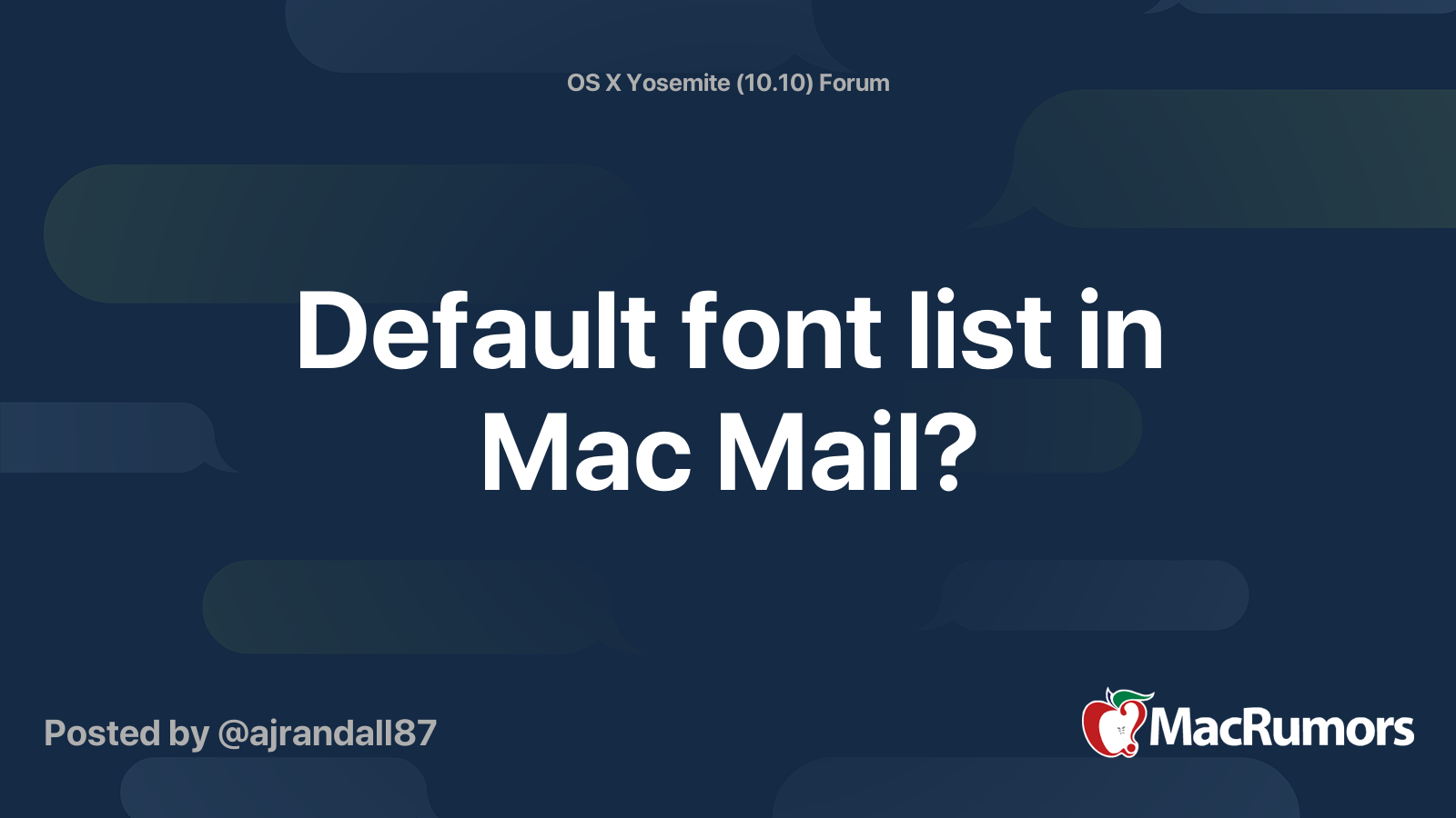 Default font list in Mac Mail? | MacRumors Forums