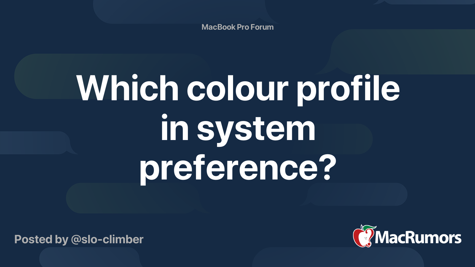 Which colour profile in system preference? | MacRumors Forums