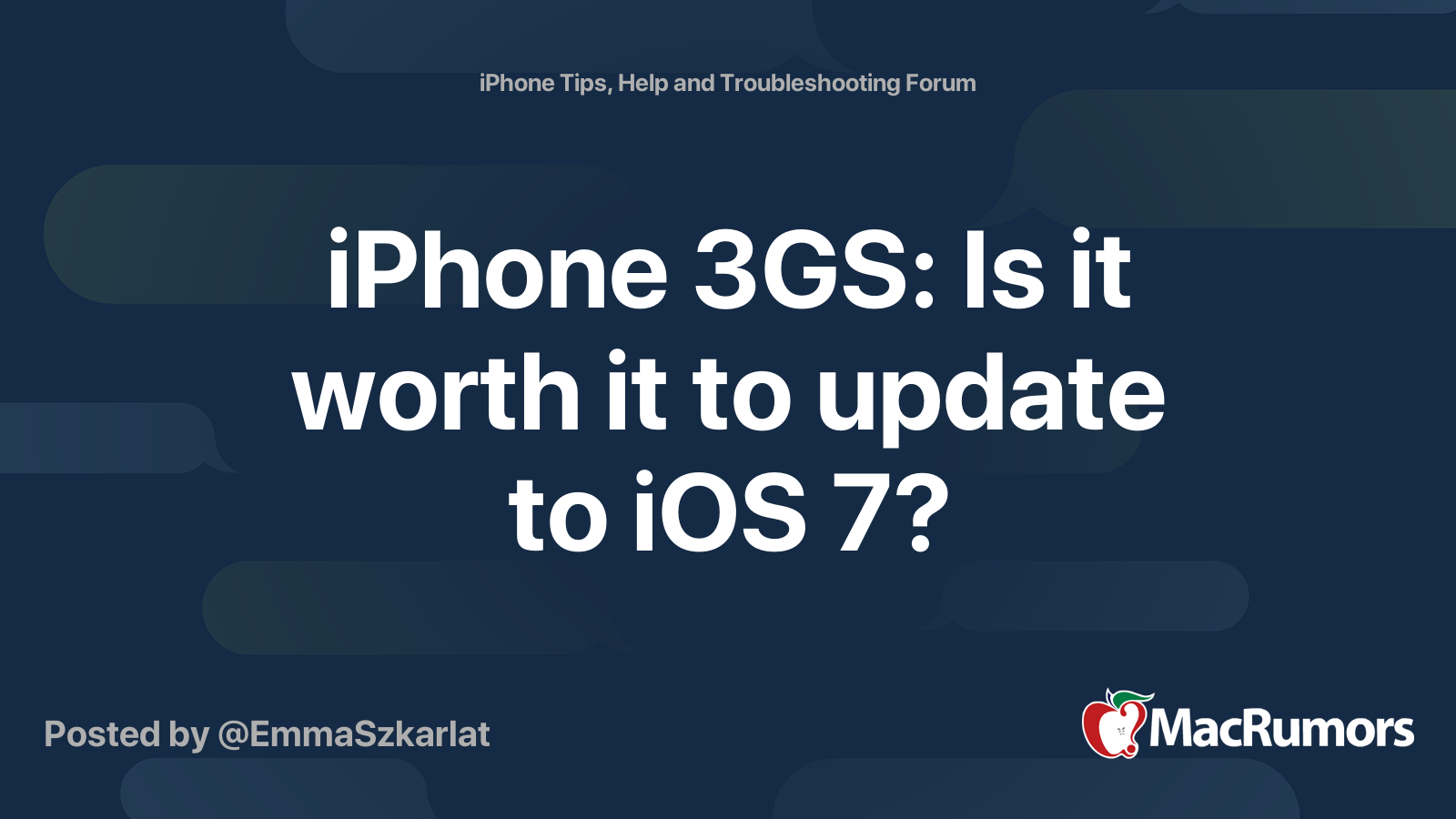 iPhone 3GS: Is it worth it to update to iOS 7? | MacRumors Forums
