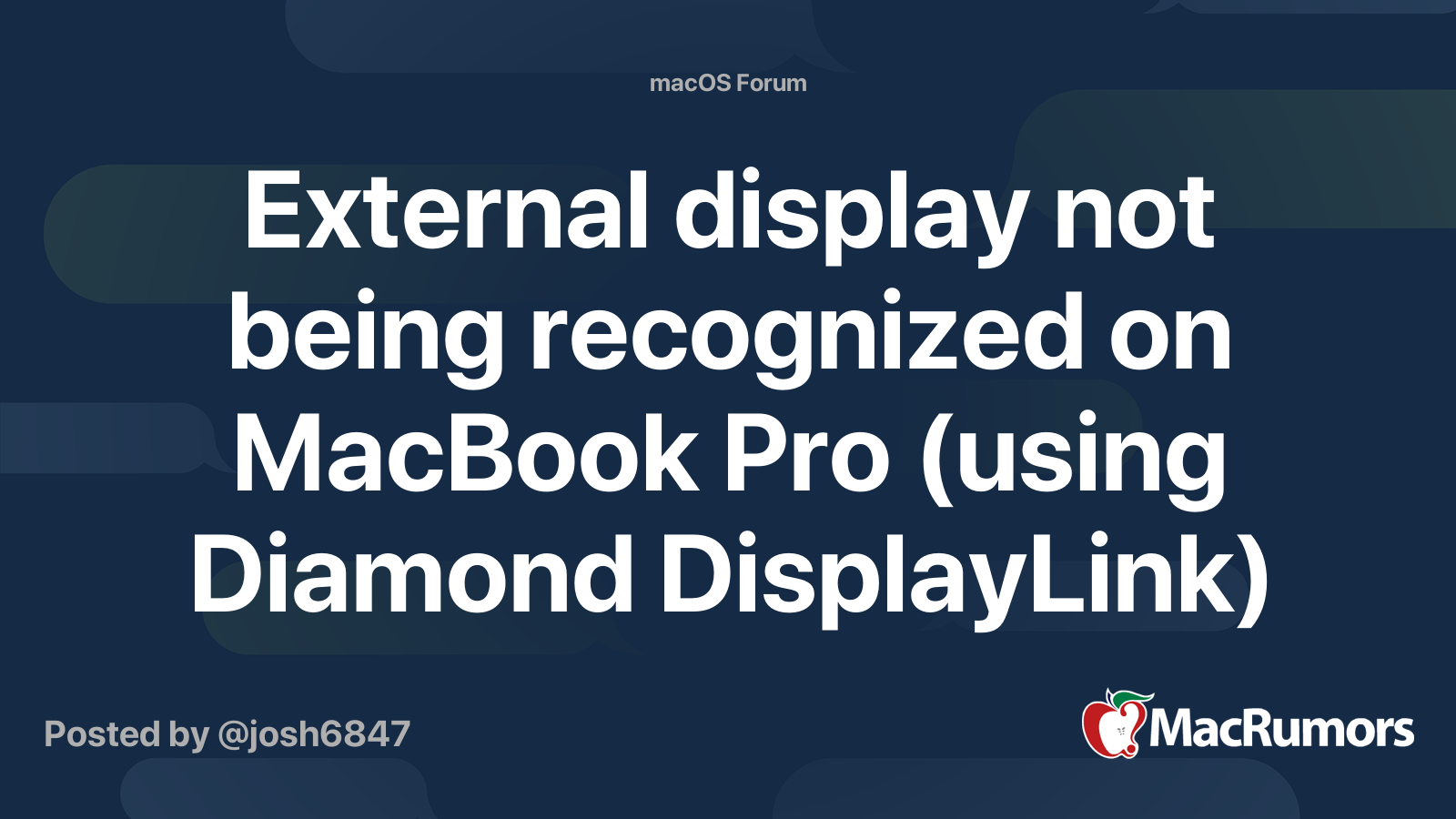 External display not being recognized on MacBook Pro (using Diamond DisplayLink) | MacRumors Forums