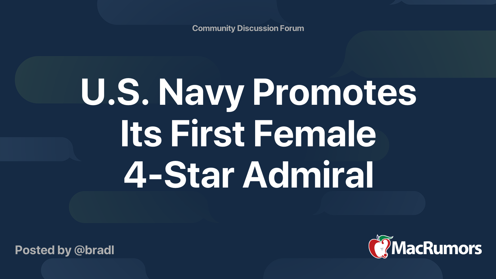 U.S. Navy Promotes Its First Female 4-Star Admiral | MacRumors Forums