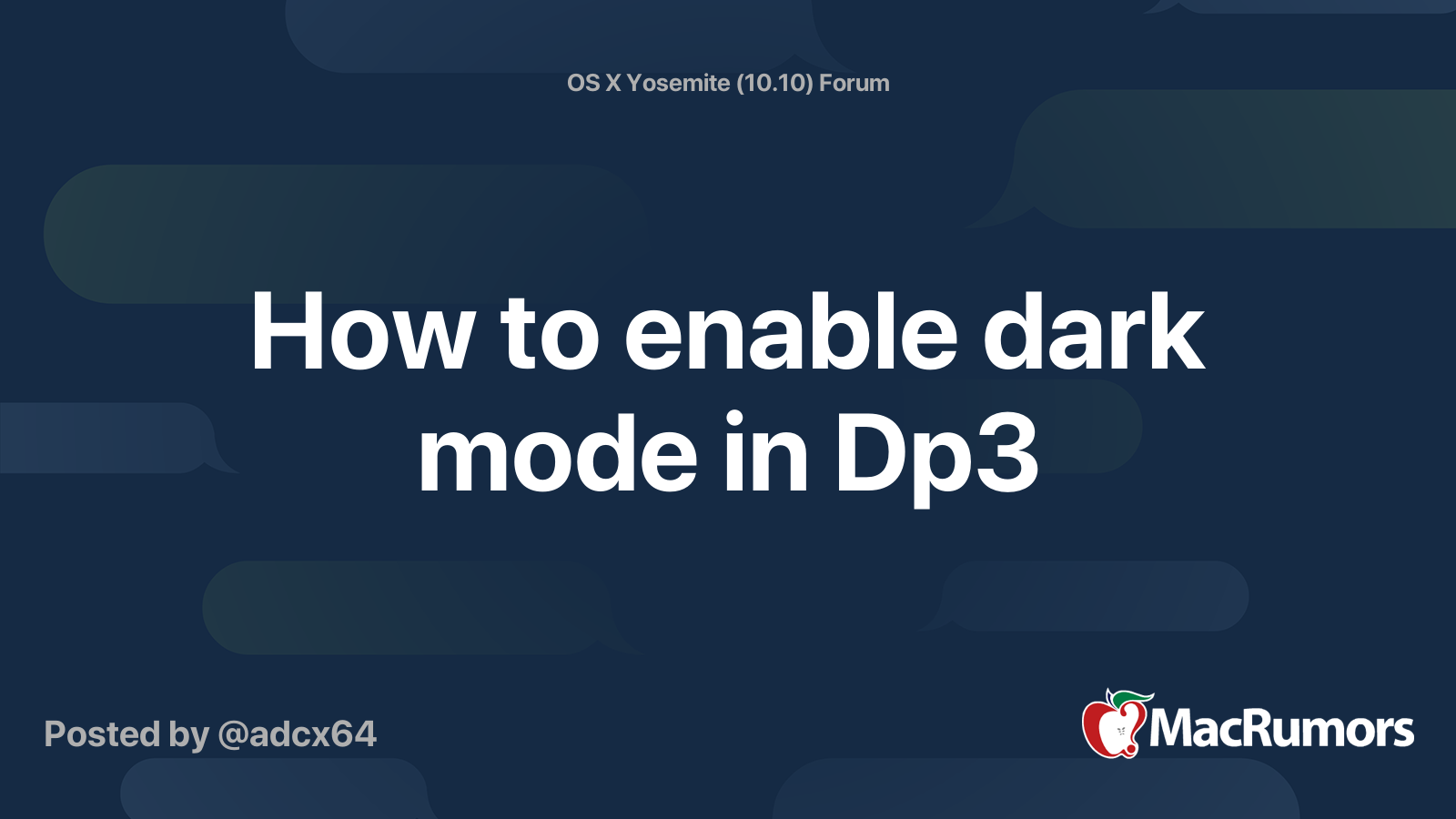 How to enable dark mode in Dp3 | MacRumors Forums