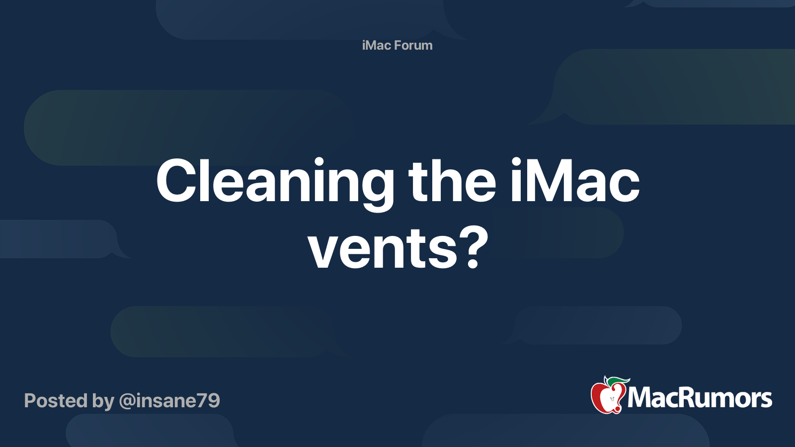 Cleaning the iMac vents? | MacRumors Forums