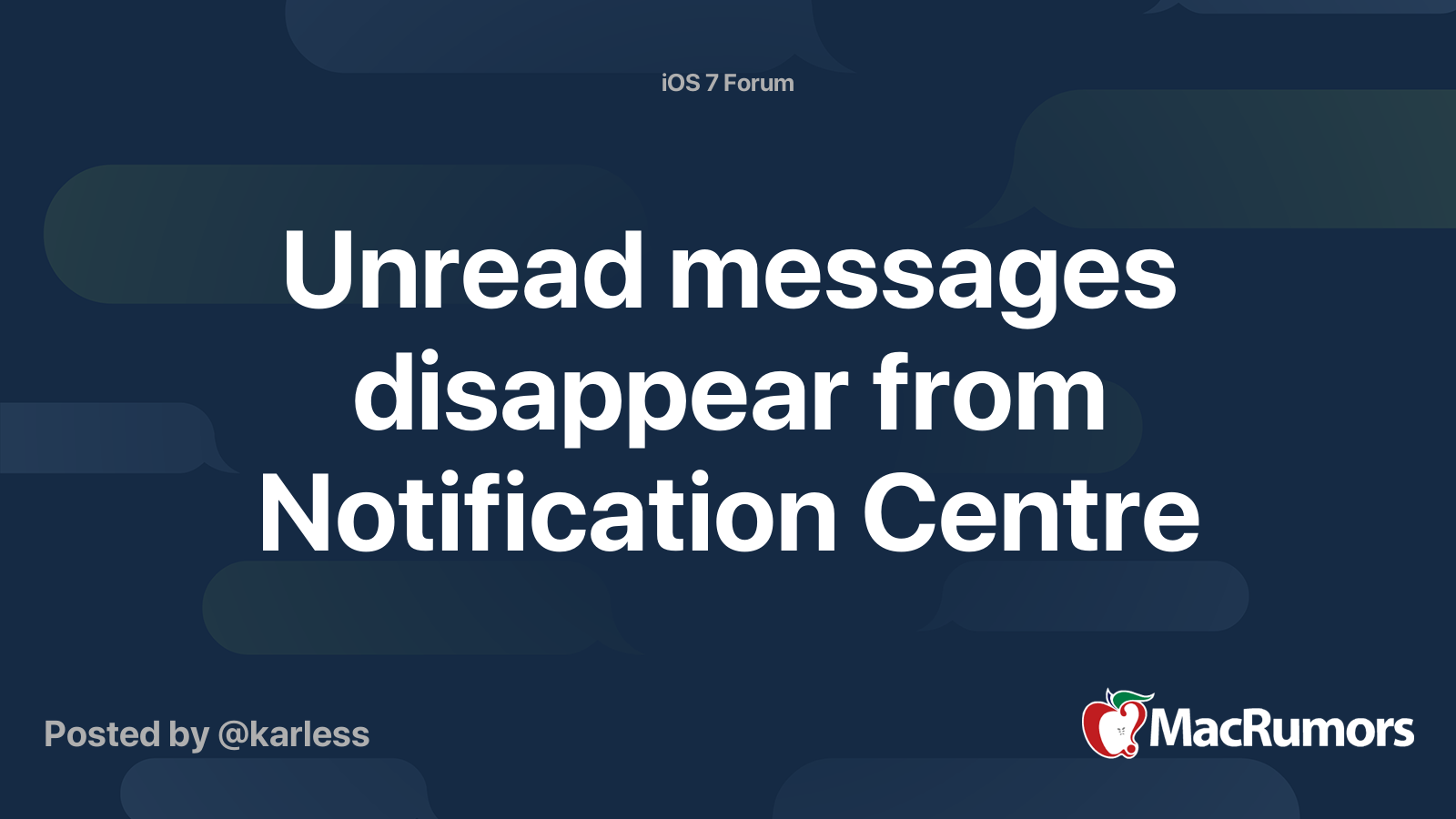 Unread messages disappear from Notification Centre | MacRumors Forums