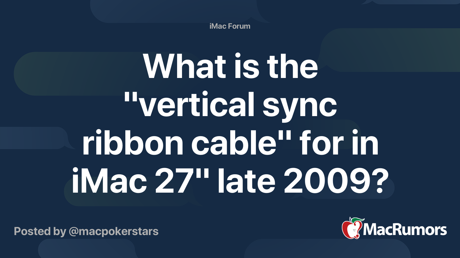 What is the "vertical sync ribbon cable" for in iMac 27" late 2009 ...