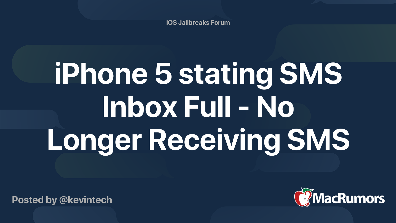 iPhone 5 stating SMS Inbox Full - No Longer Receiving SMS | MacRumors ...