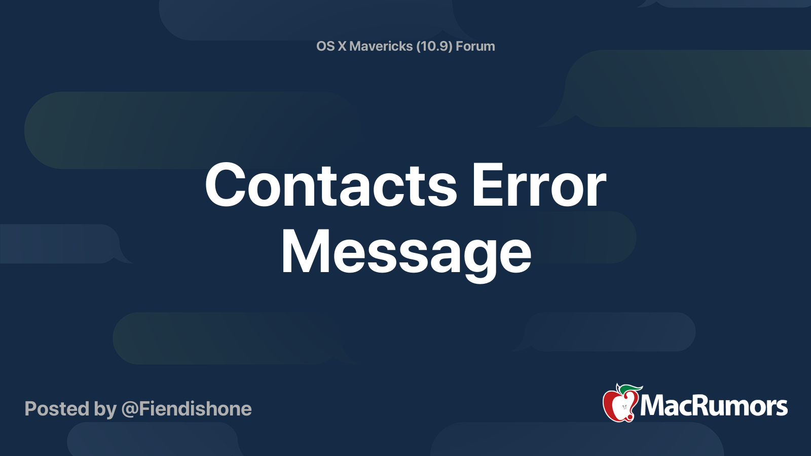 Contacts Error Message | MacRumors Forums
