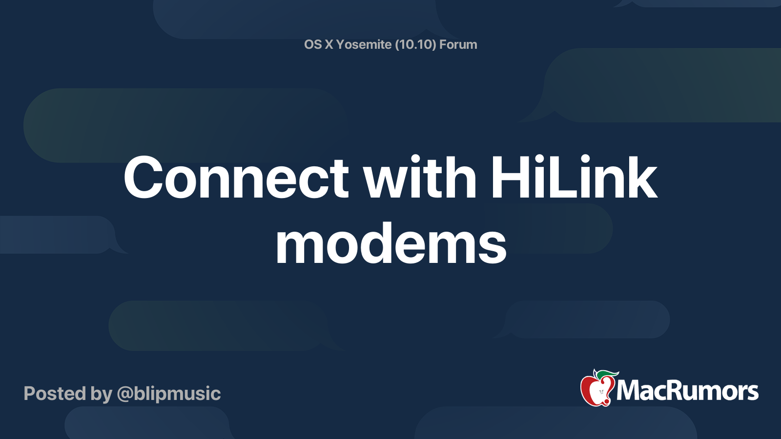 Connect with HiLink modems | MacRumors Forums