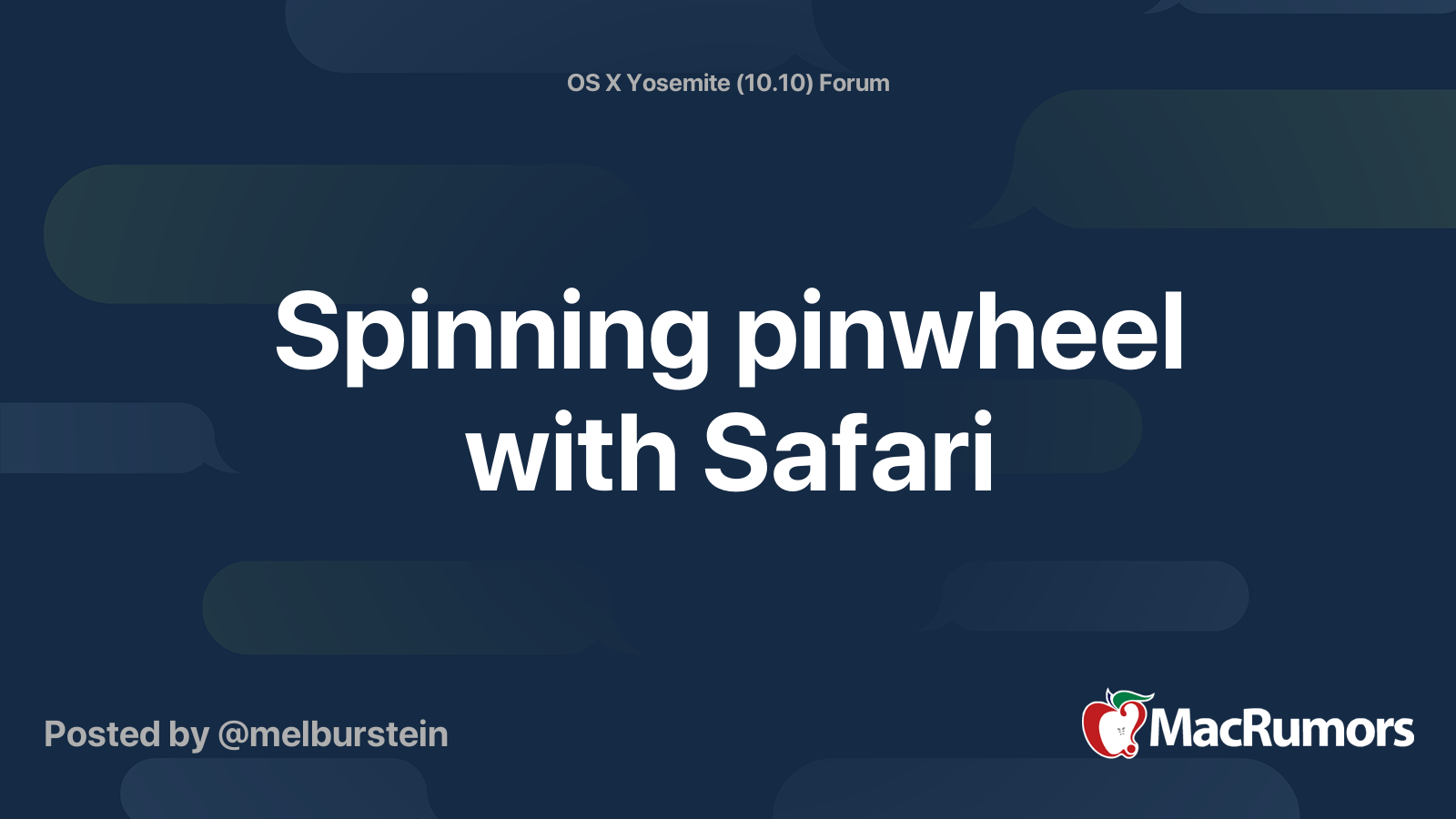 Spinning pinwheel with Safari | MacRumors Forums