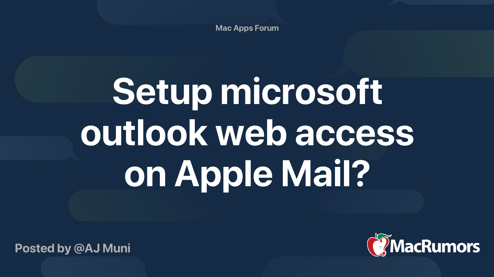 Setup microsoft outlook web access on Apple Mail? | MacRumors Forums