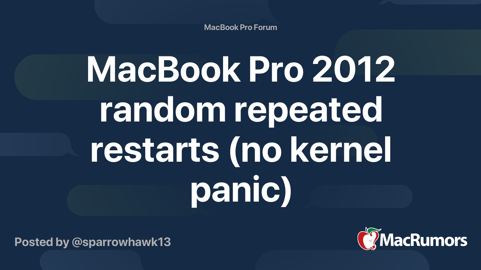 MacBook Pro 2012 random repeated restarts (no kernel panic) | MacRumors Forums