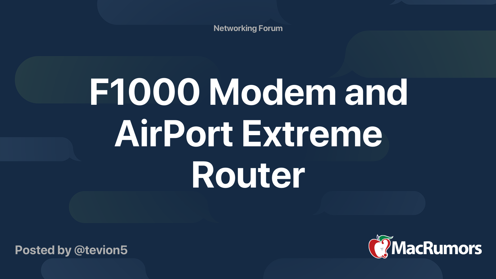 F1000 Modem and AirPort Extreme Router | MacRumors Forums