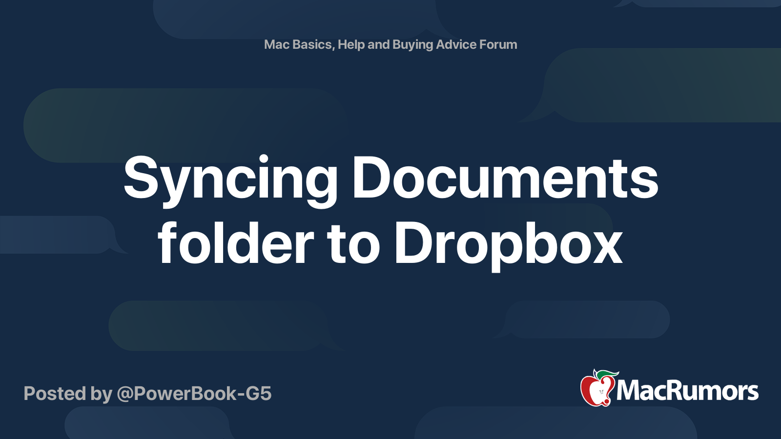 Syncing Documents folder to Dropbox | MacRumors Forums
