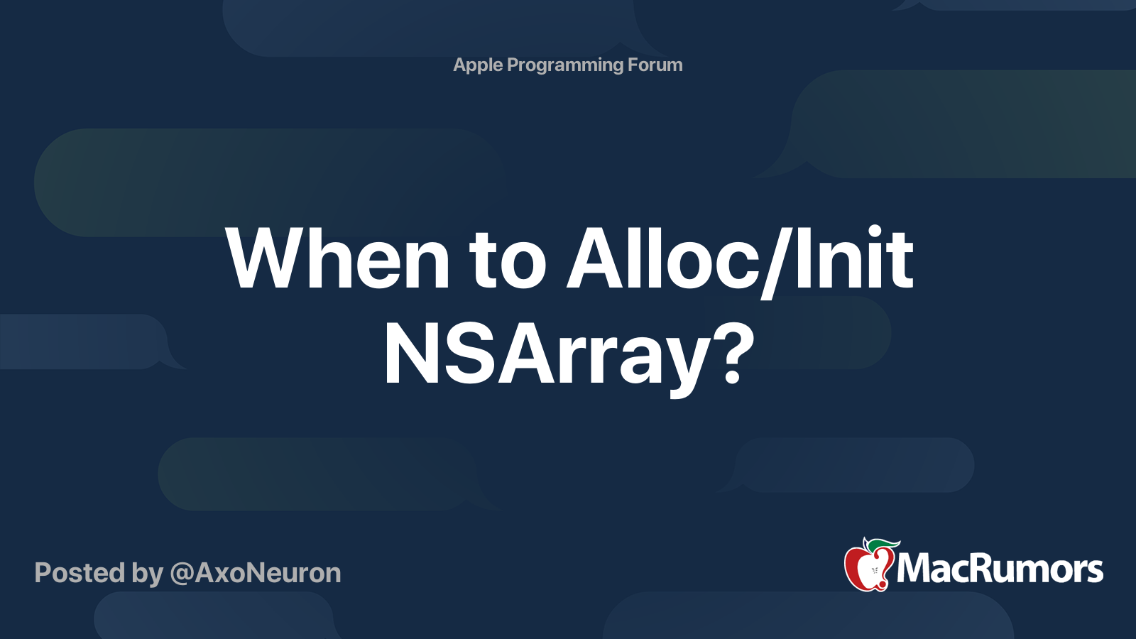 When to Alloc/Init NSArray? | MacRumors Forums