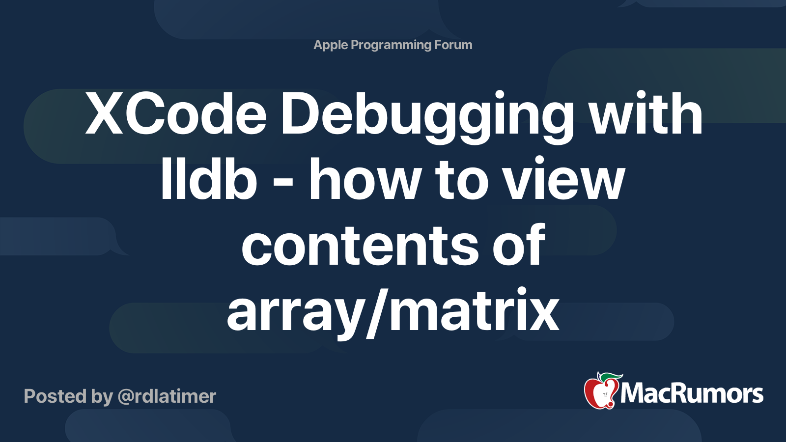 Xcode Debugging With Lldb How To View Contents Of Arraymatrix Macrumors Forums
