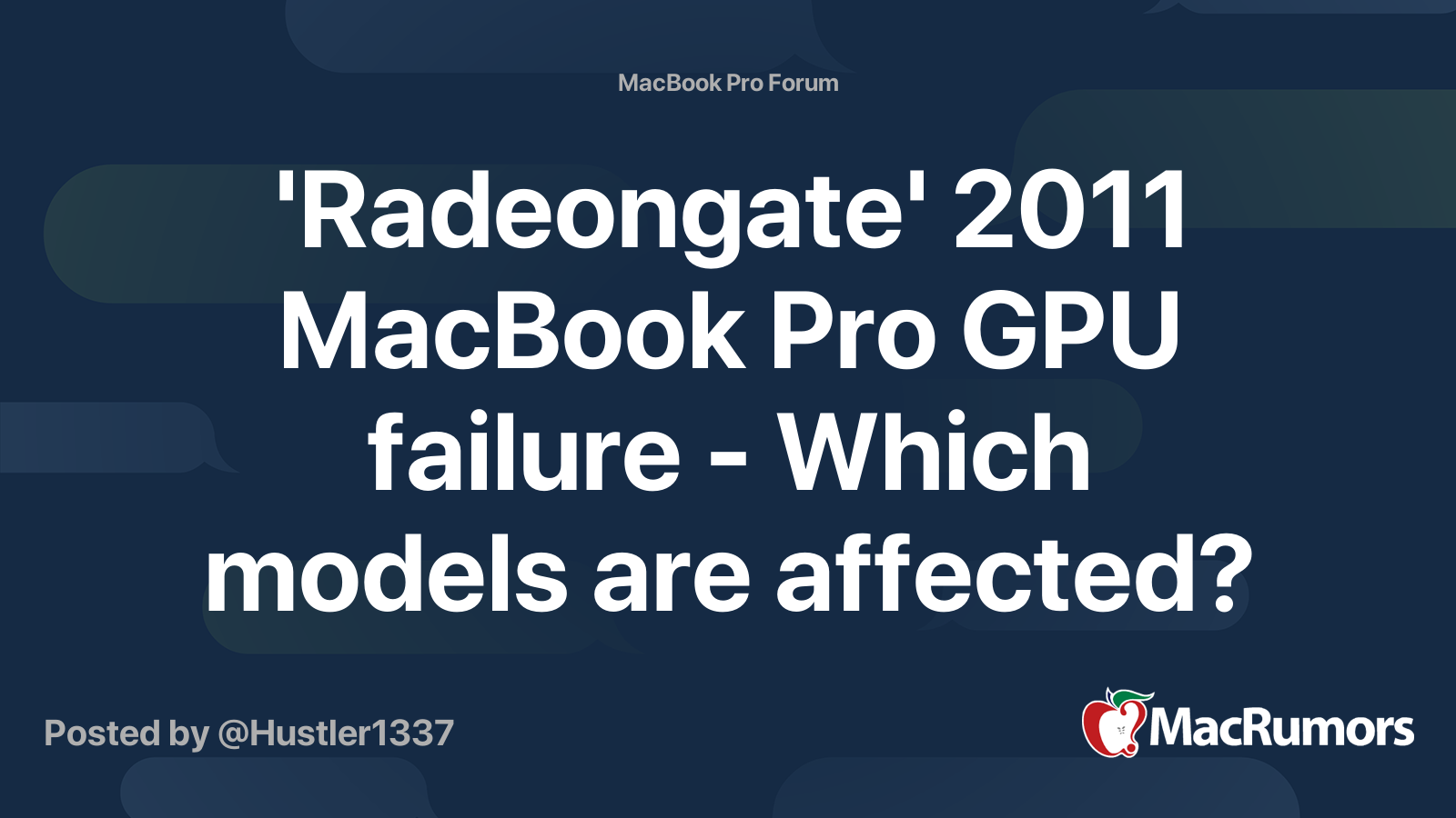'Radeongate' 2011 MacBook Pro GPU failure - Which models are affected ...
