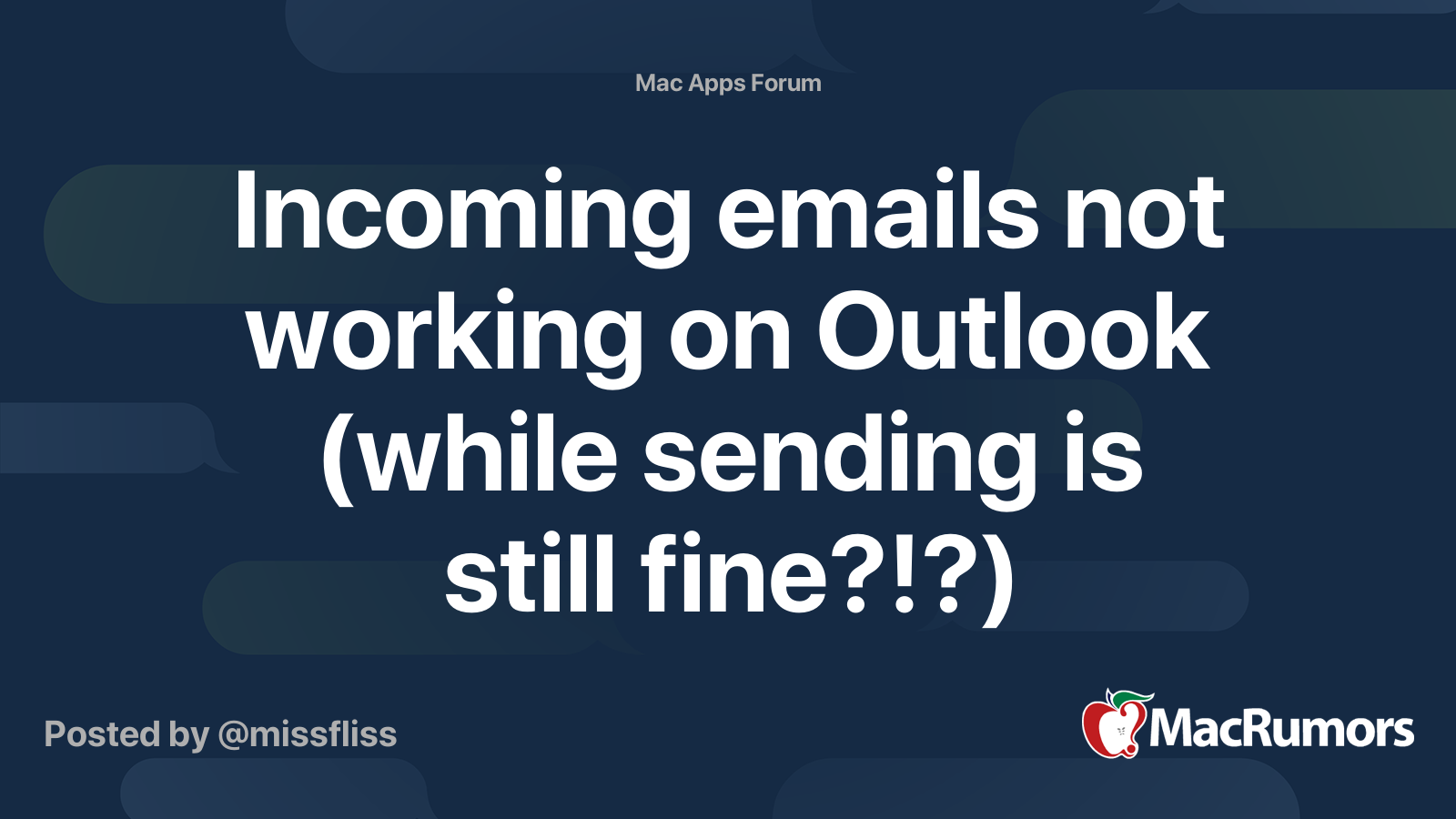 Incoming emails not working on Outlook (while sending is still fine?!?) | MacRumors Forums