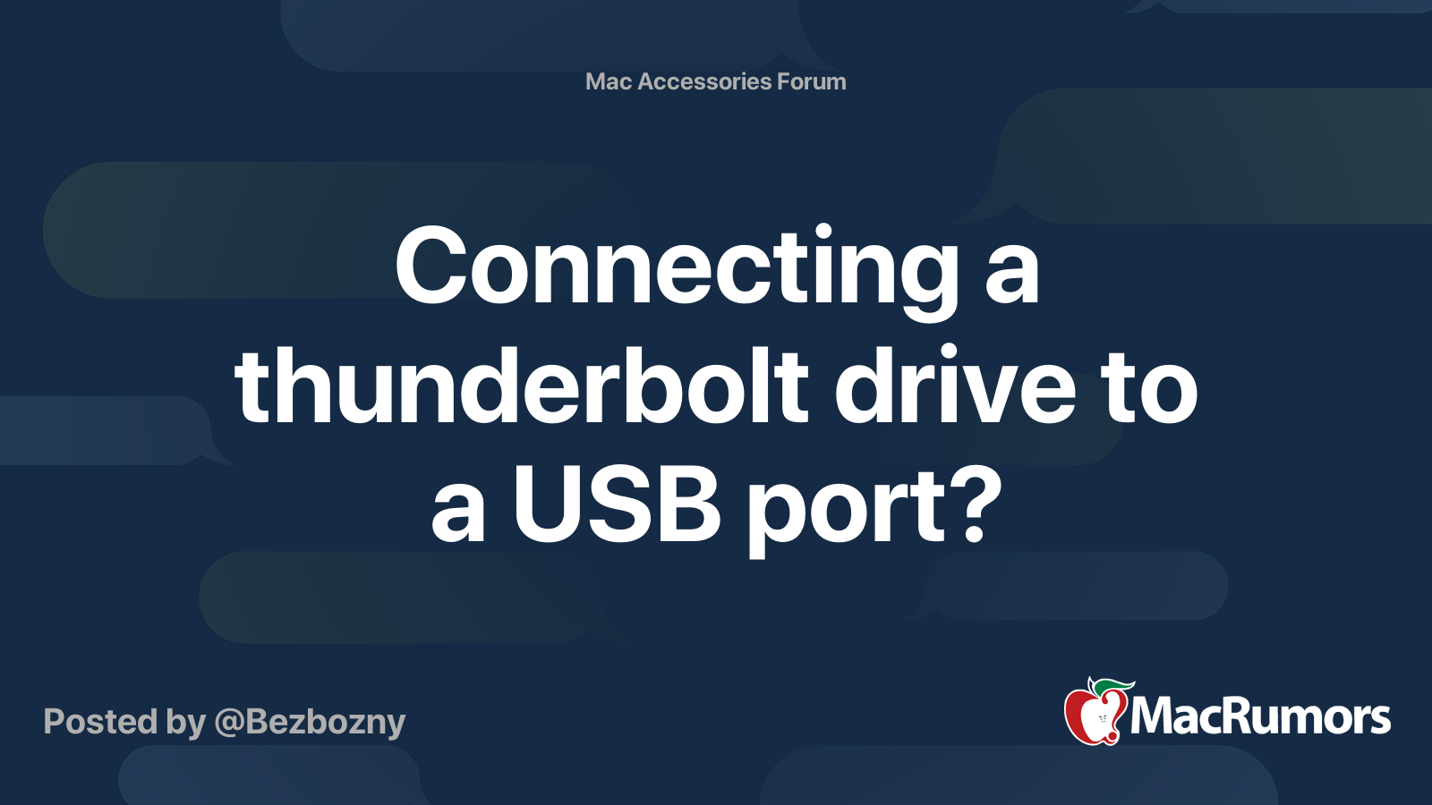 Connecting a thunderbolt drive to a USB port? | MacRumors Forums