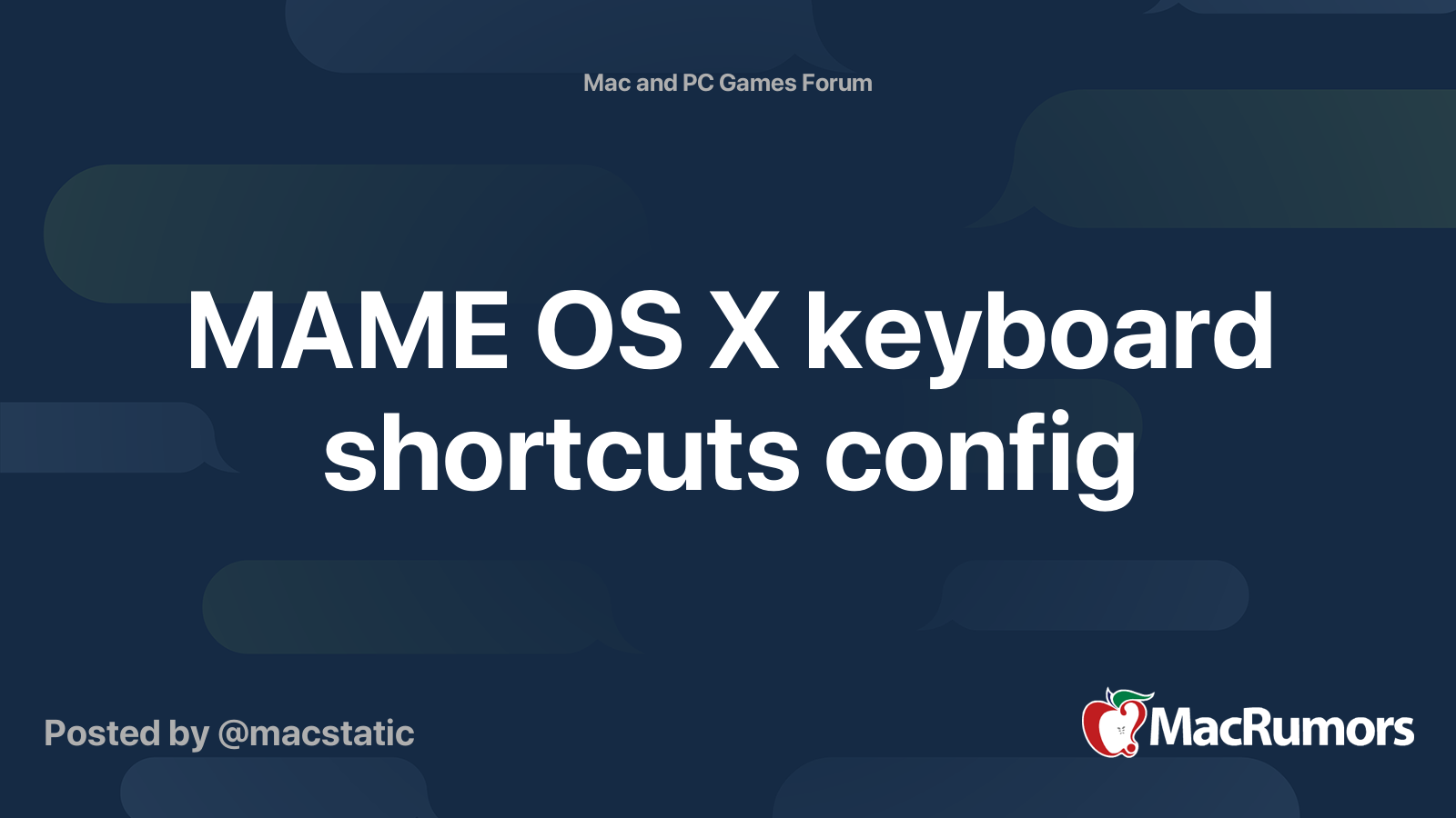 MAME OS X keyboard shortcuts config | MacRumors Forums