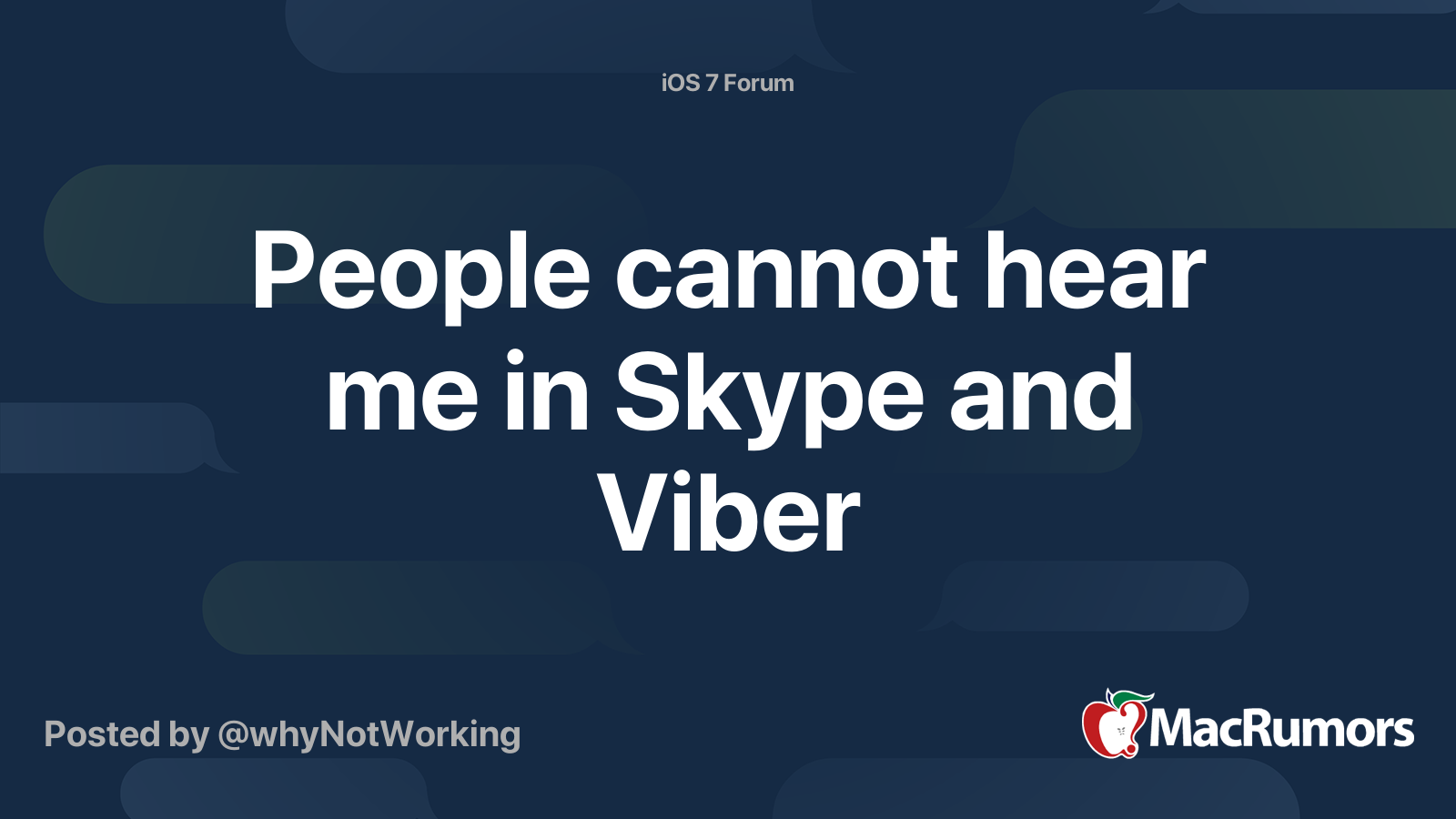 People cannot hear me in Skype and Viber | MacRumors Forums
