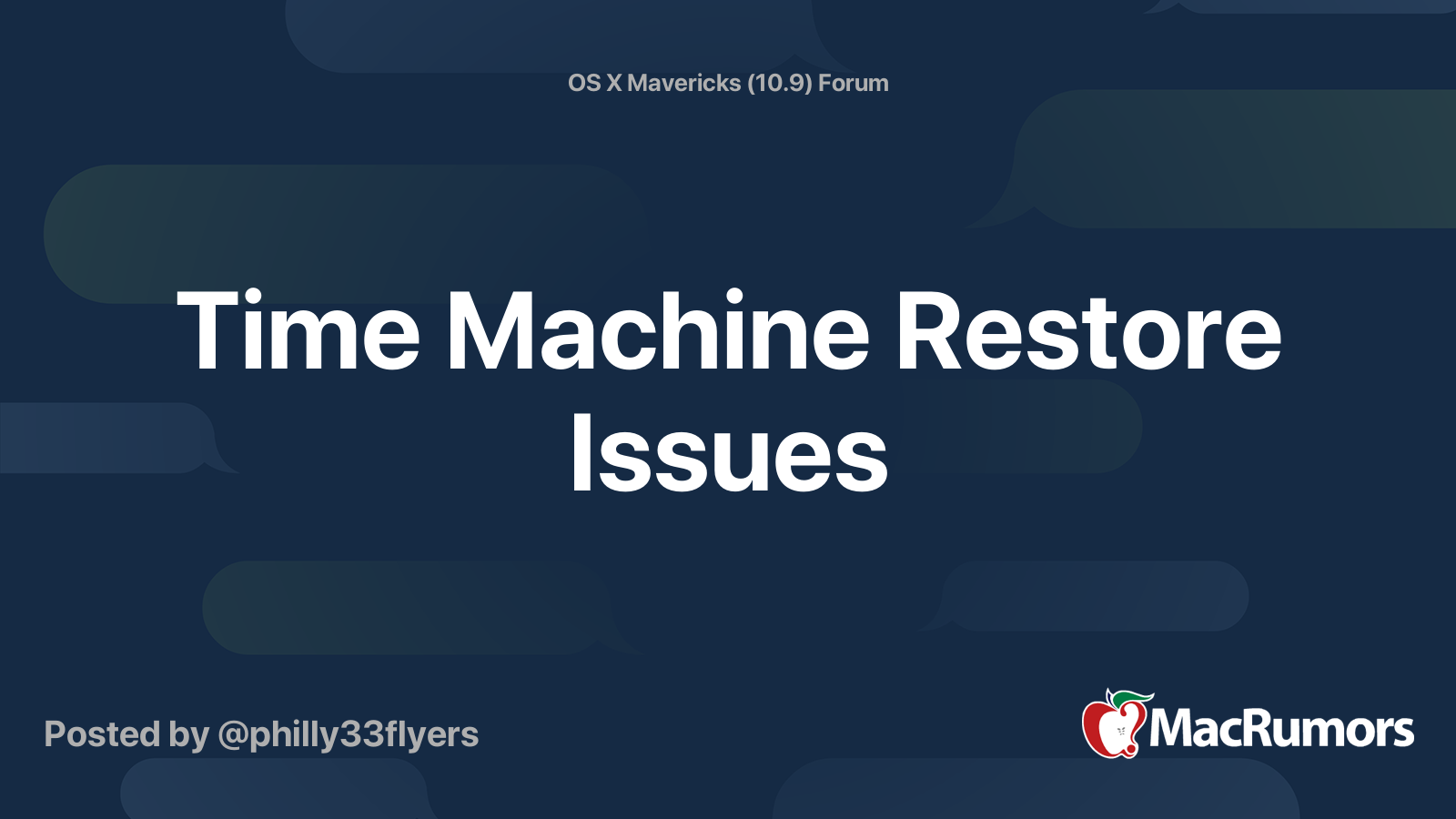 Time Machine Restore Issues | MacRumors Forums