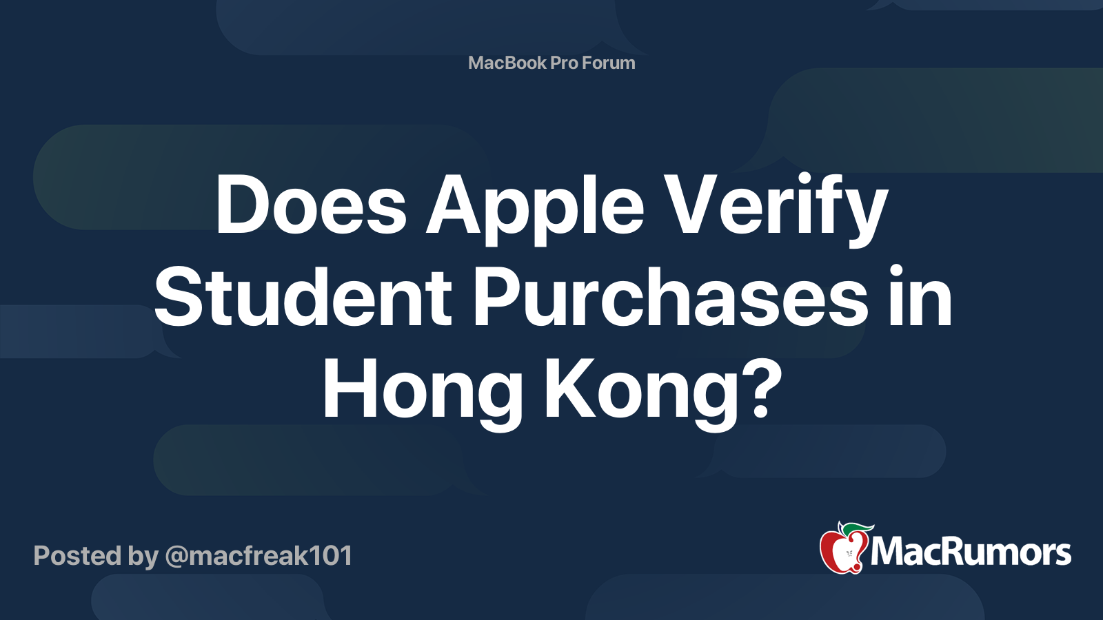 Does Apple Verify Student Purchases in Hong Kong? | MacRumors Forums