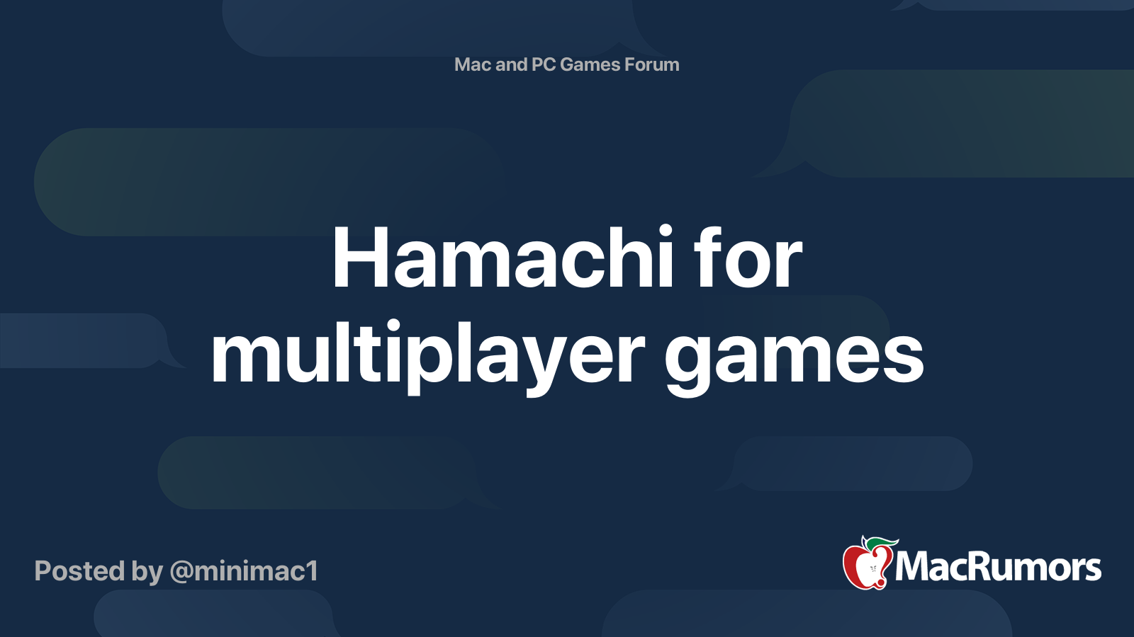 Hamachi for multiplayer games | MacRumors Forums