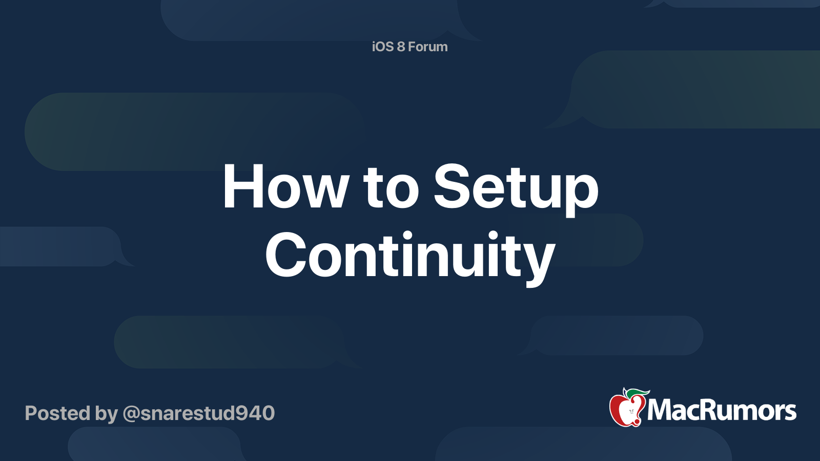 How to Setup Continuity | MacRumors Forums