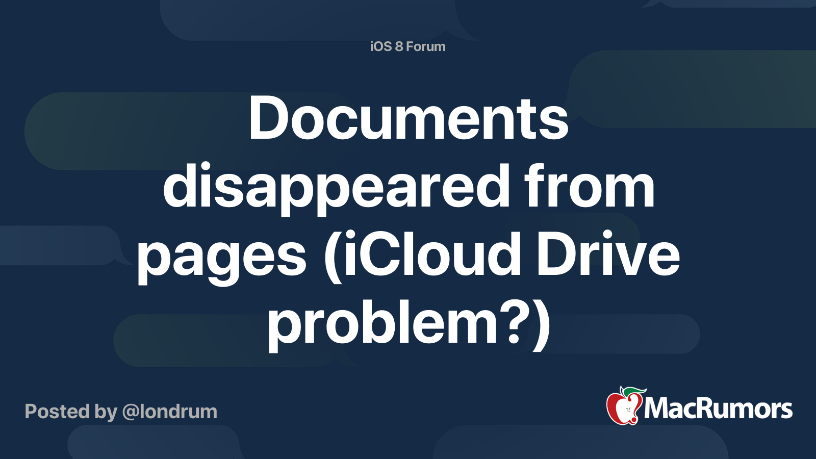 Documents disappeared from pages (iCloud Drive problem?) | MacRumors Forums