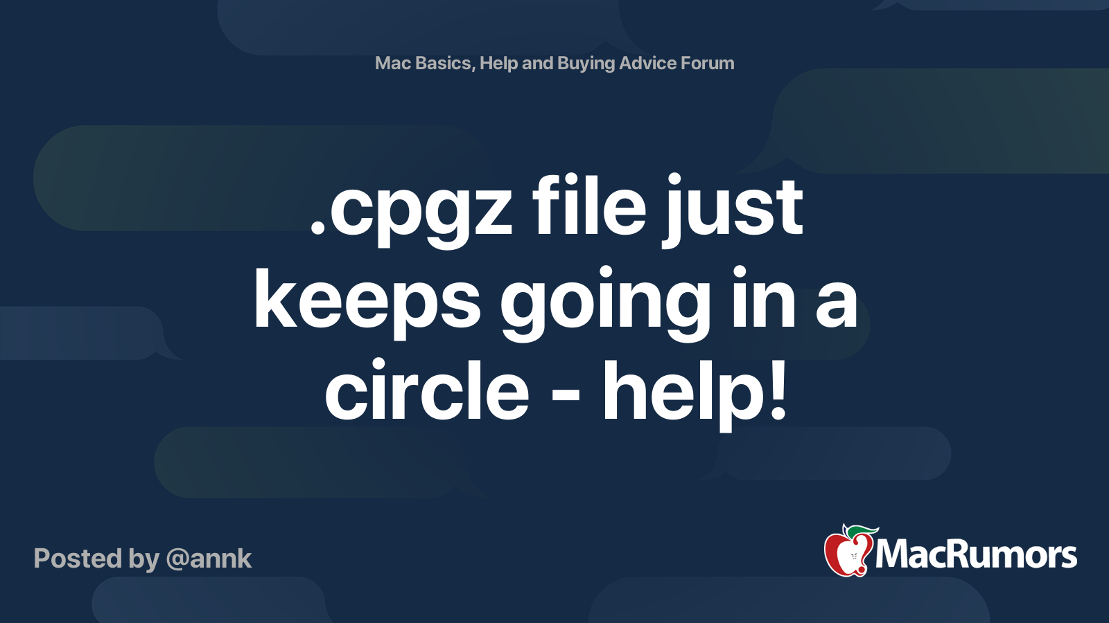 .cpgz file just keeps going in a circle - help! | MacRumors Forums