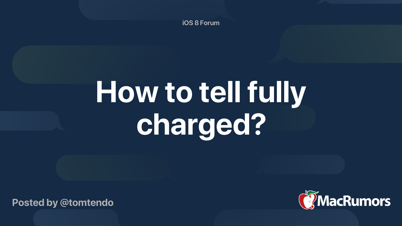 How to tell fully charged? | MacRumors Forums