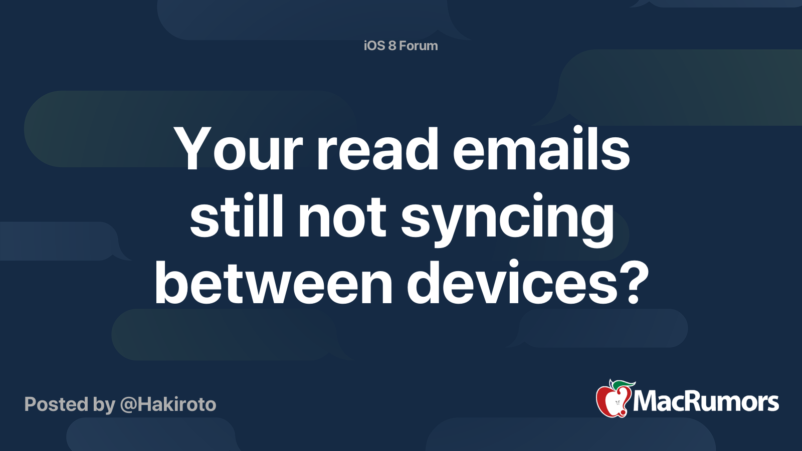 Your read emails still not syncing between devices? | MacRumors Forums