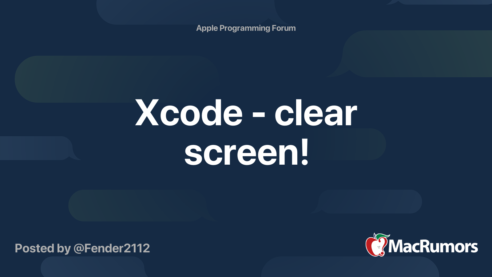 Xcode - clear screen! | MacRumors Forums