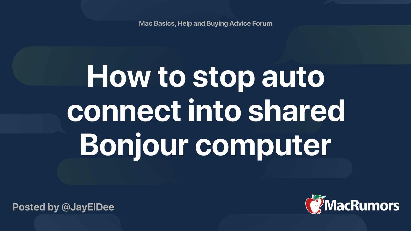 How to stop auto connect into shared Bonjour computer | MacRumors Forums