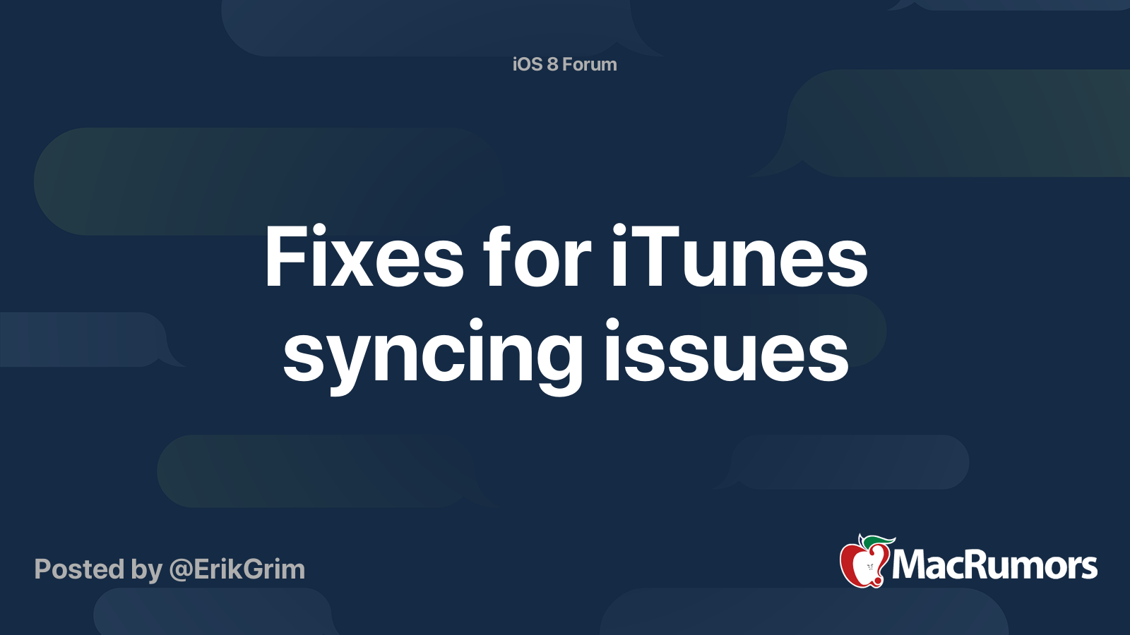 Fixes for iTunes syncing issues | MacRumors Forums